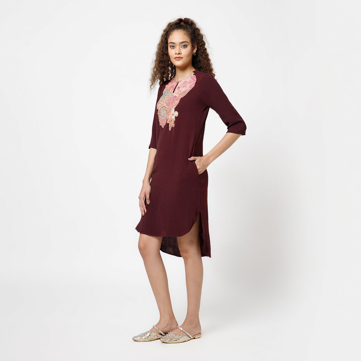 Neon Mesh Net Dress with Frill Neck for Women – LELA By Varija