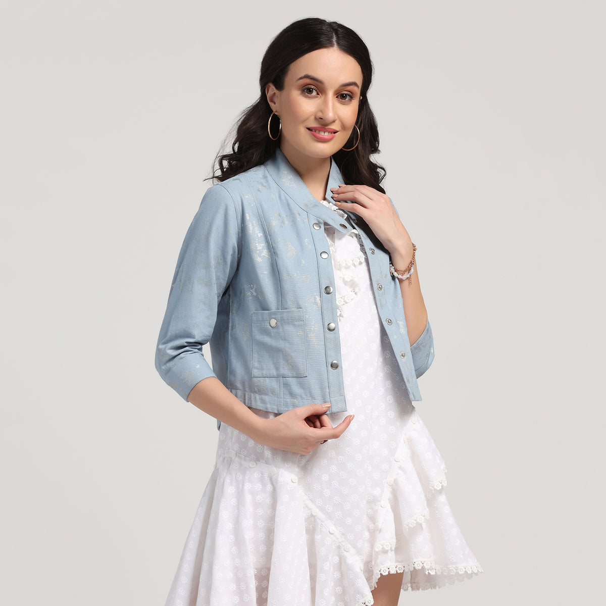 Blue Jacket With Overlap Collar – LELA By Varija