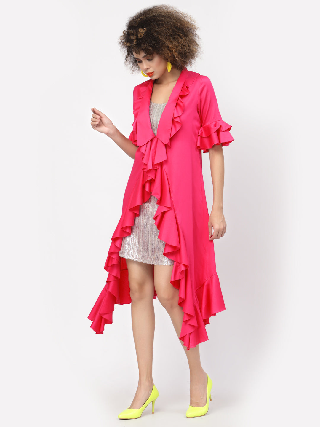 Pink Asymmetrical Frill Jacket – LELA By Varija
